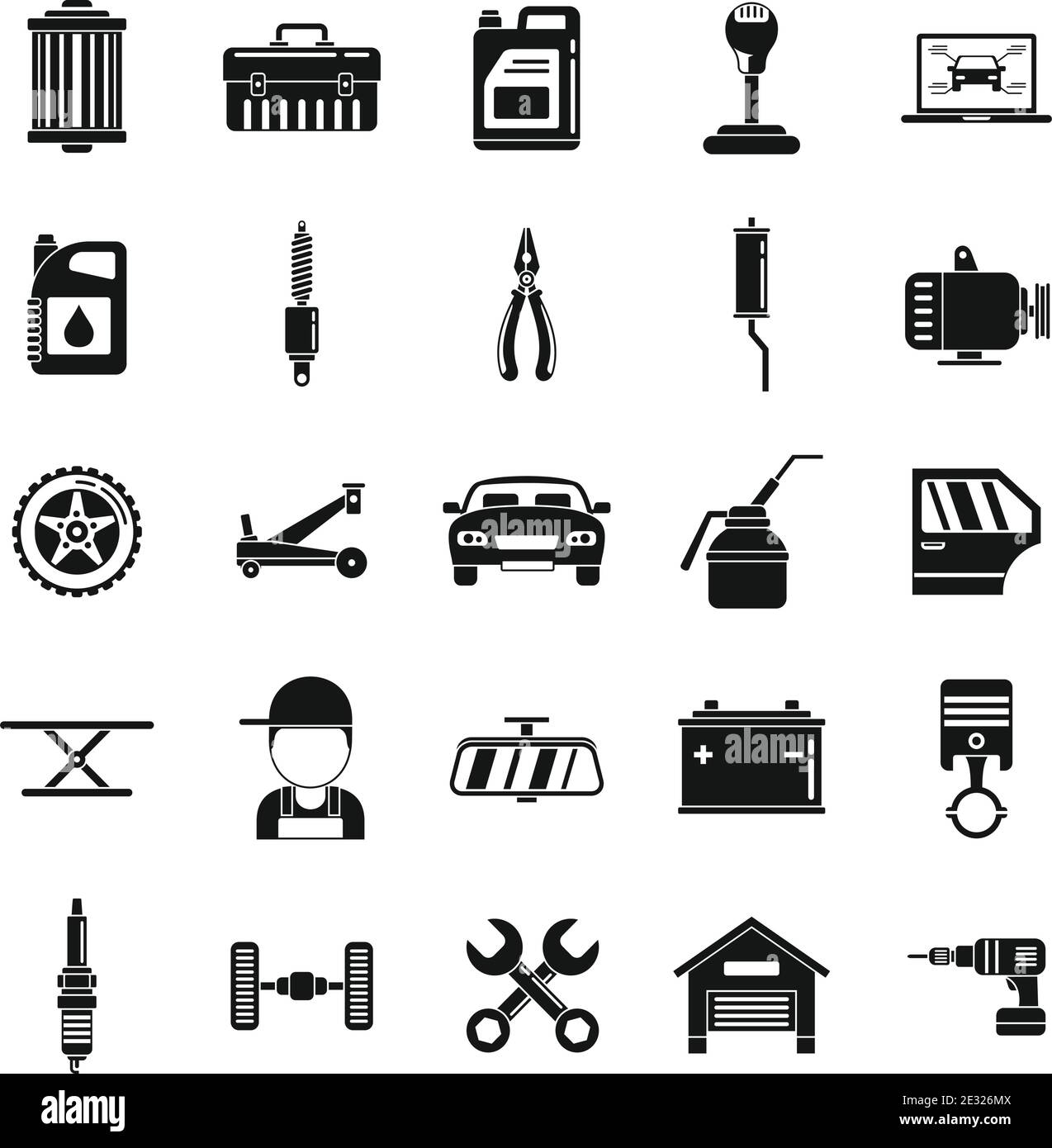Auto mechanic service icons set, simple style Stock Vector Image & Art ...