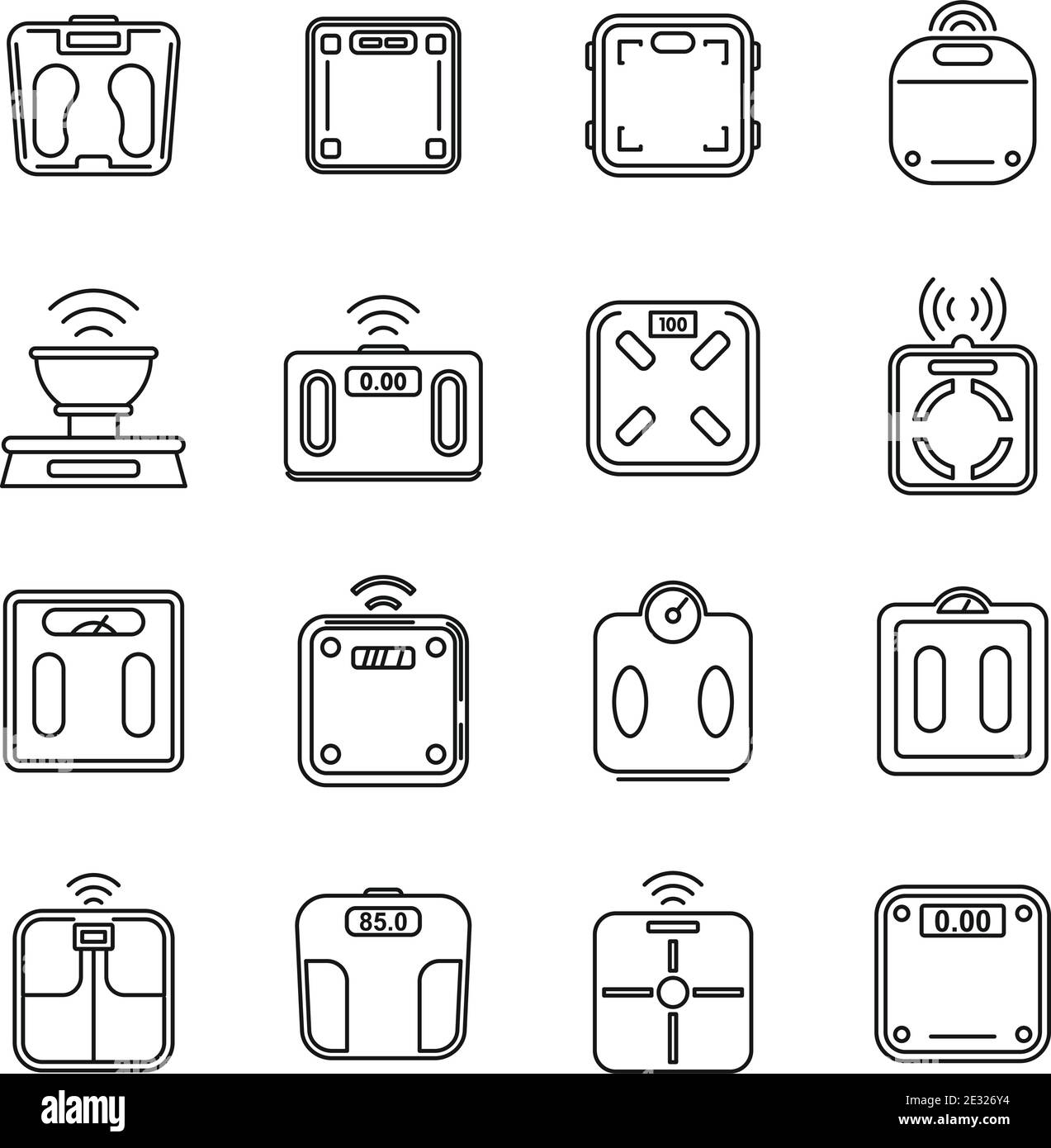 Body smart scales icons set, outline style Stock Vector Image & Art - Alamy