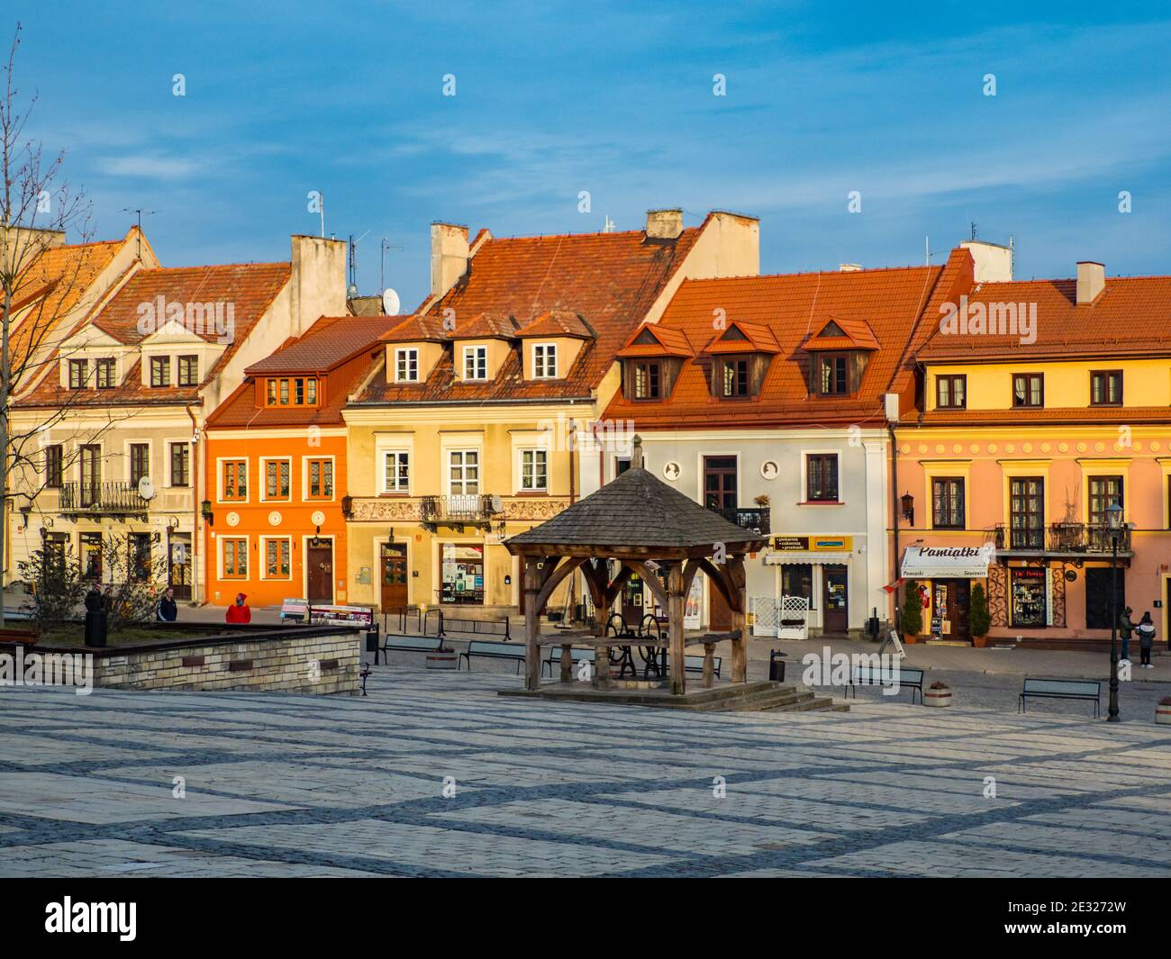 Sandomierz, Poland - February 17, 2020: View of the market square with ...