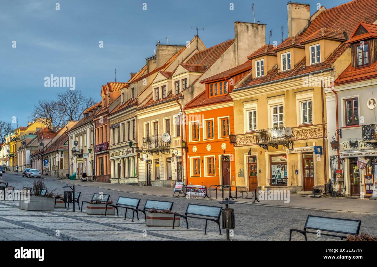 Sandomierz, Poland - February 17, 2020: Colorful tenement houses and ...