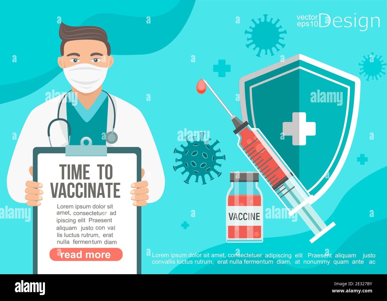 Time to vaccinate banner in doctor's hands Stock Vector Image & Art - Alamy