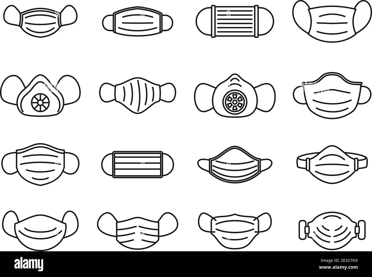 Medical mask flu icons set, outline style Stock Vector Image & Art - Alamy