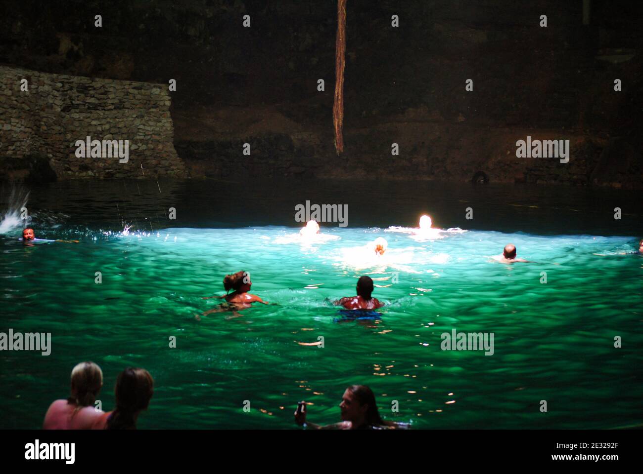 Swimming in the cave in Mexico Stock Photo - Alamy