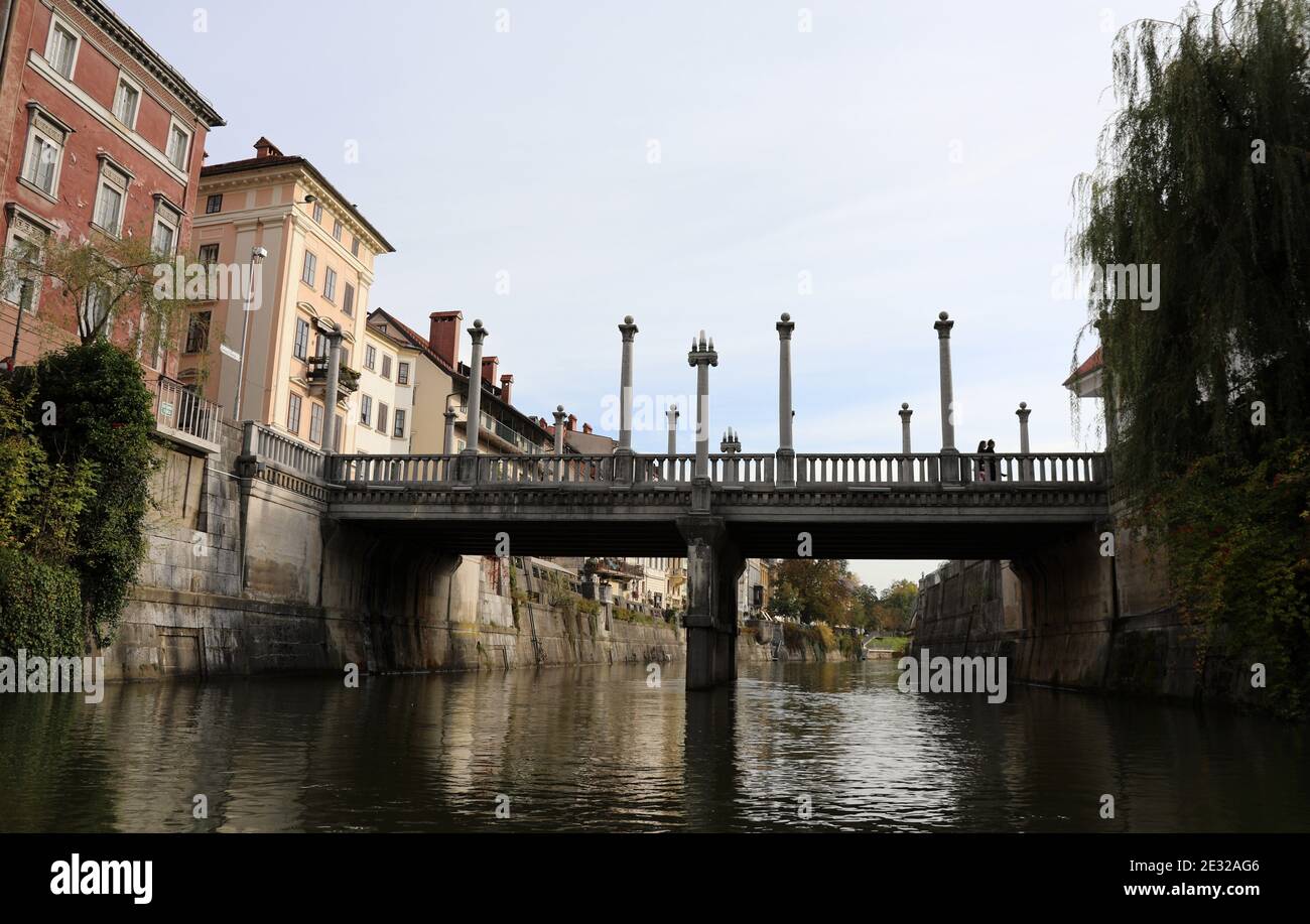 Cobblers Bridge over the Ljubljanica River in Ljubljana Stock Photo - Alamy