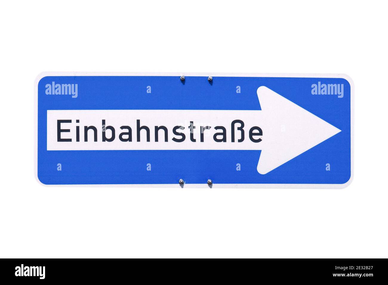 German traffic sign isolated over white background. Einbahnstrasse ...