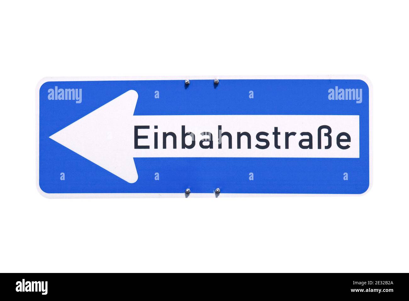 German traffic sign isolated over white background. Einbahnstrasse ...