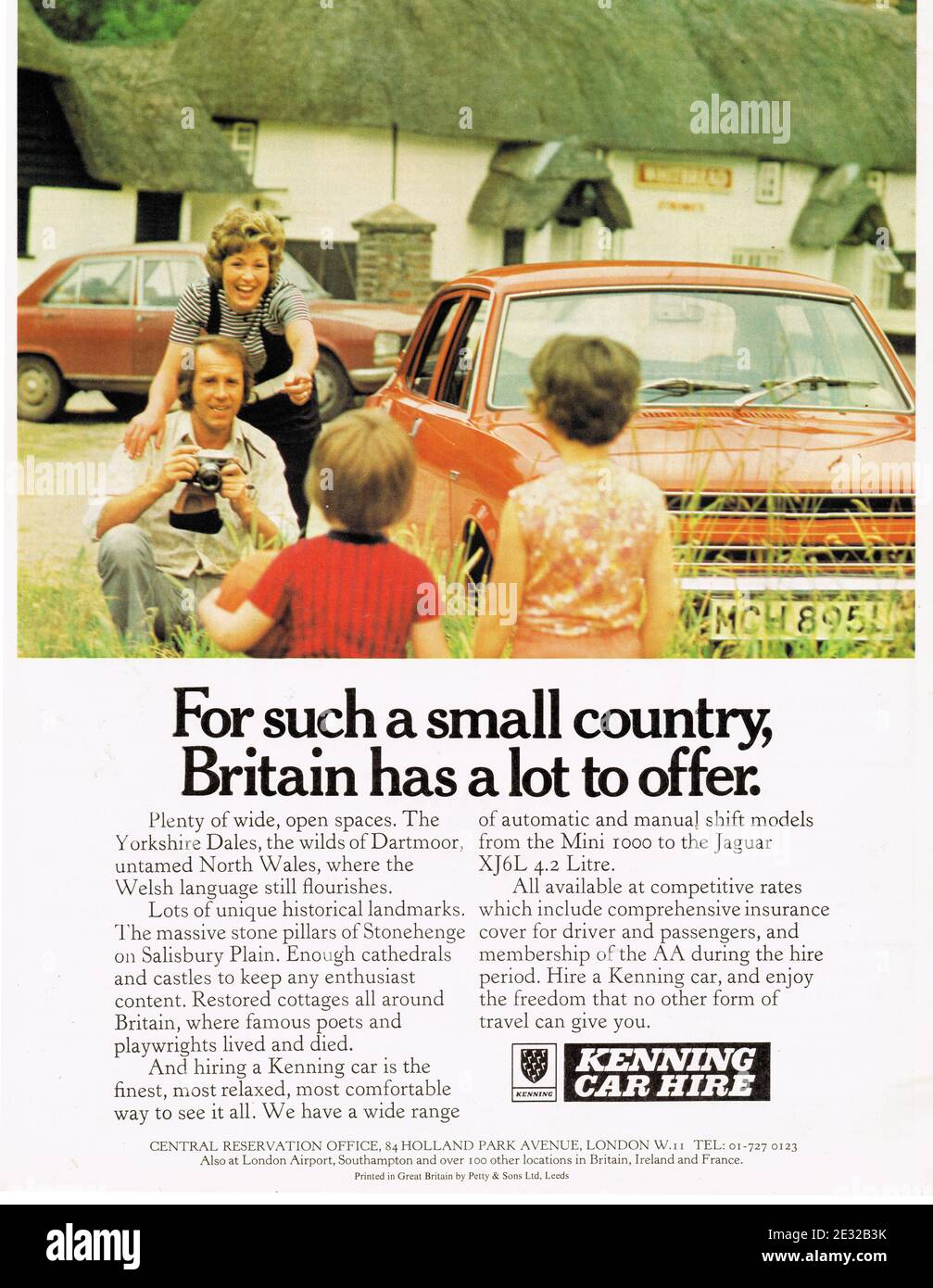Advertisement for Kenning Car Hire, In Britain Magazine, 1974 Stock ...