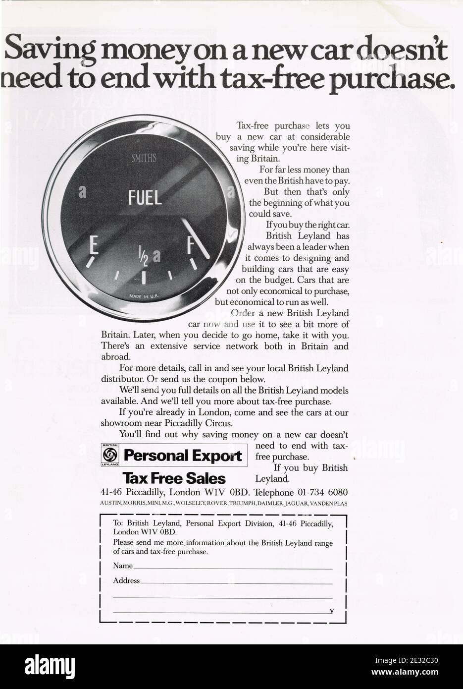 Advertisement for, In Britain Magazine, 1974 Stock Photo - Alamy