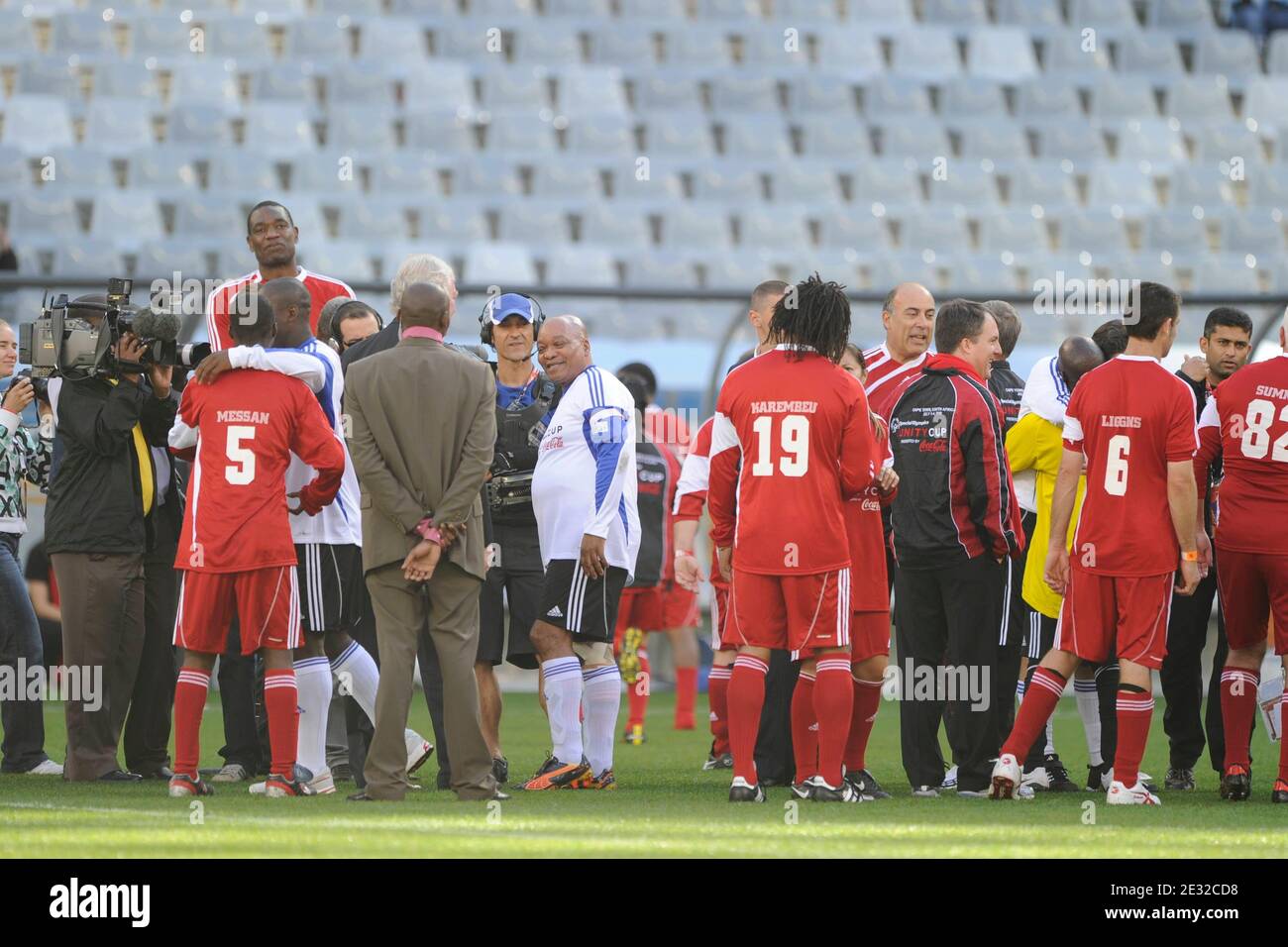 South Africa president Jacob Zuma plays football for a charity action ...