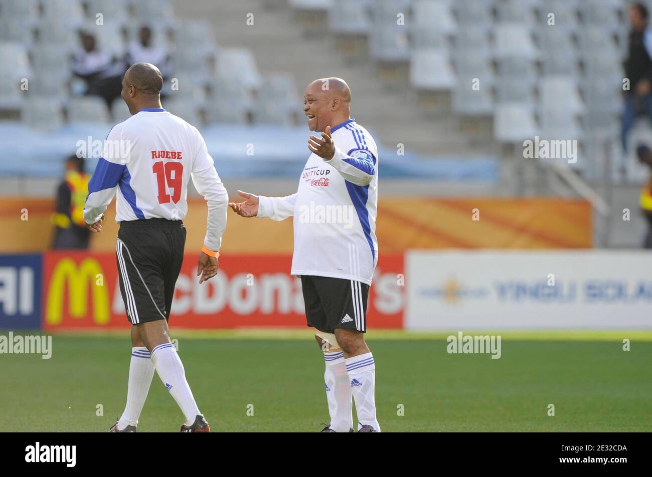 South Africa president Jacob Zuma plays football for a charity action ...
