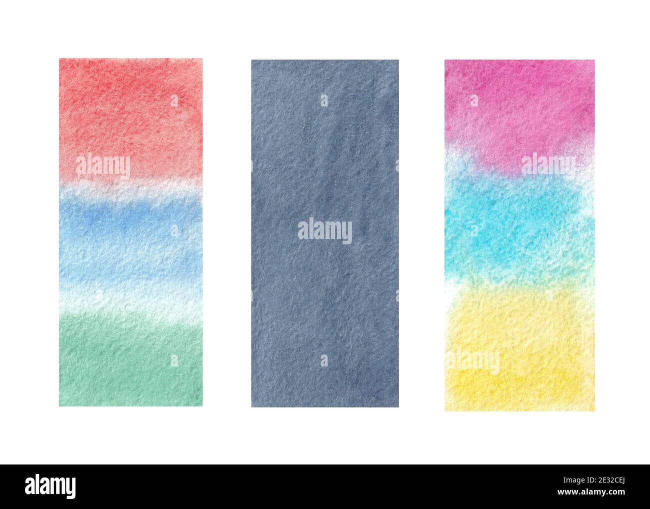 Set of abstract watercolor blocks hand drawn isolated on white ...