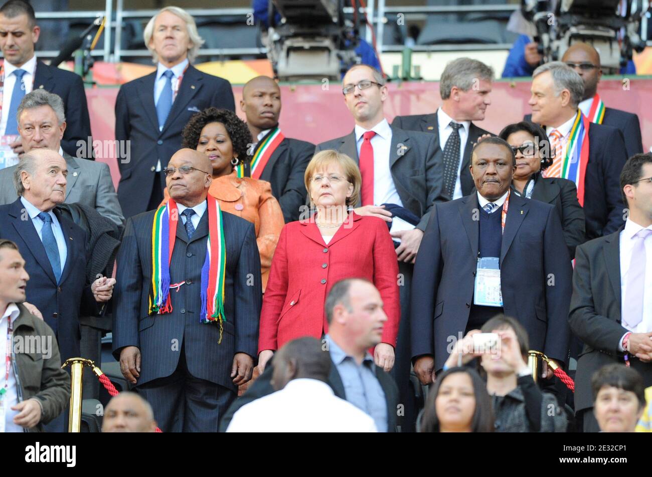 Germany's Angela Merkel with Jacob Zuma and Sepp Blatter during the ...