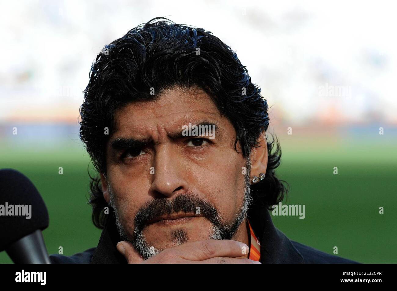 Argentina's coach Diego Armando Maradona during the 2010 FIFA World Cup ...