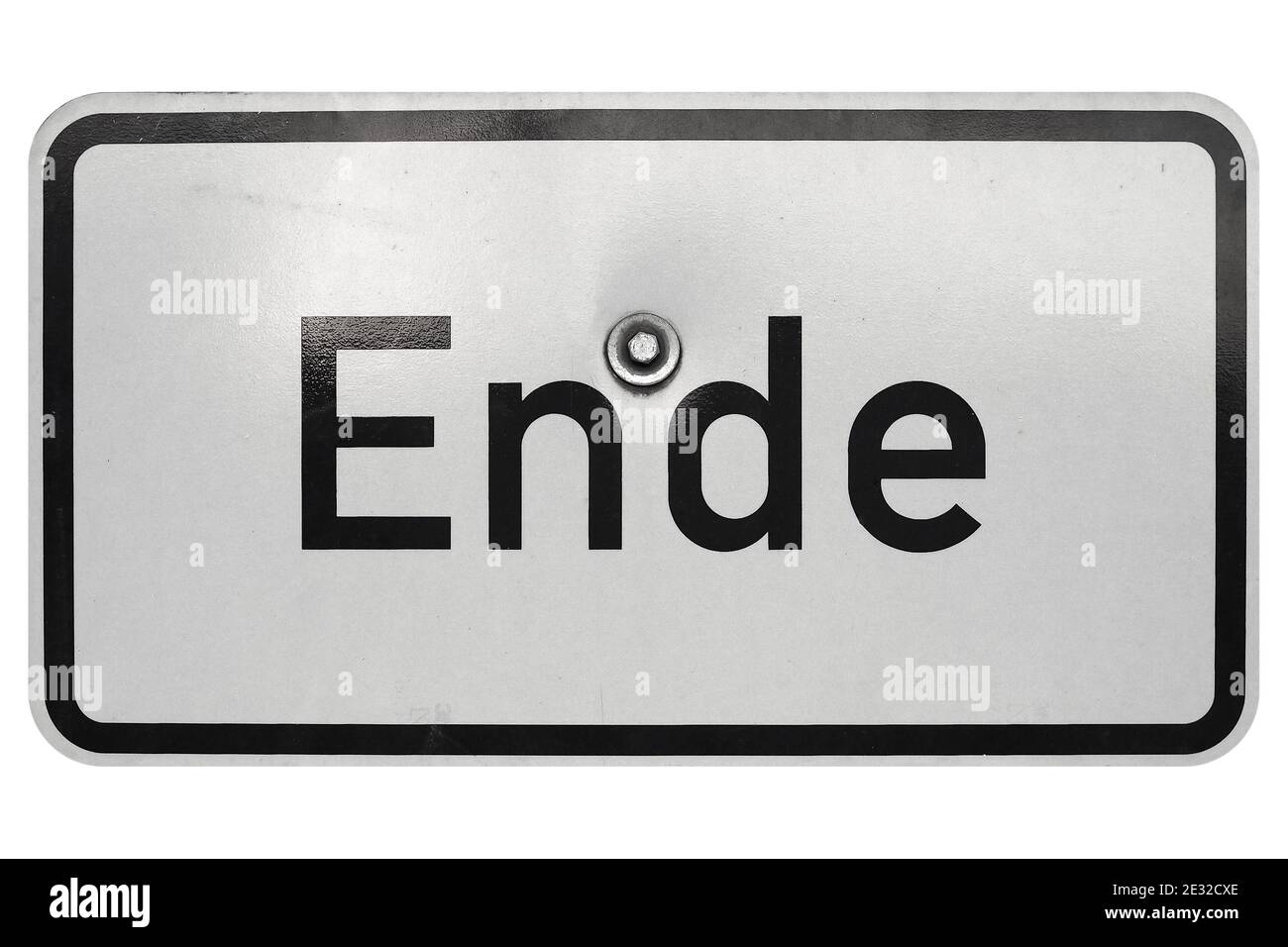 German traffic sign isolated over white background. Ende (translation ...