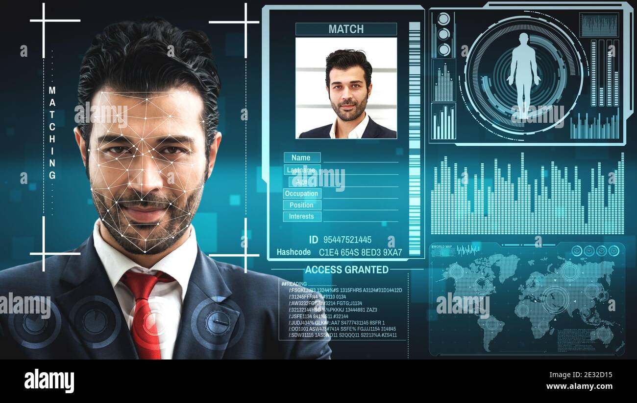 Facial recognition technology scan and detect people face for ...