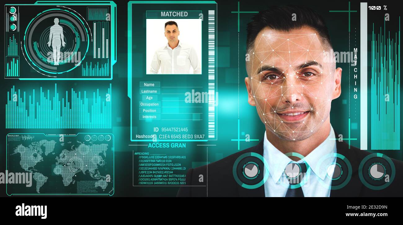 Facial Recognition Technology Scan And Detect People Face For