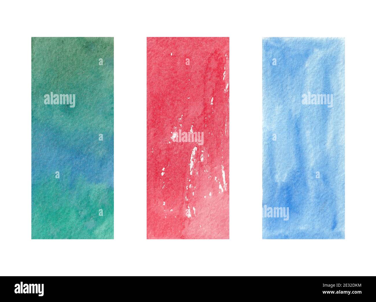 Set of abstract watercolor blocks hand drawn isolated on white ...