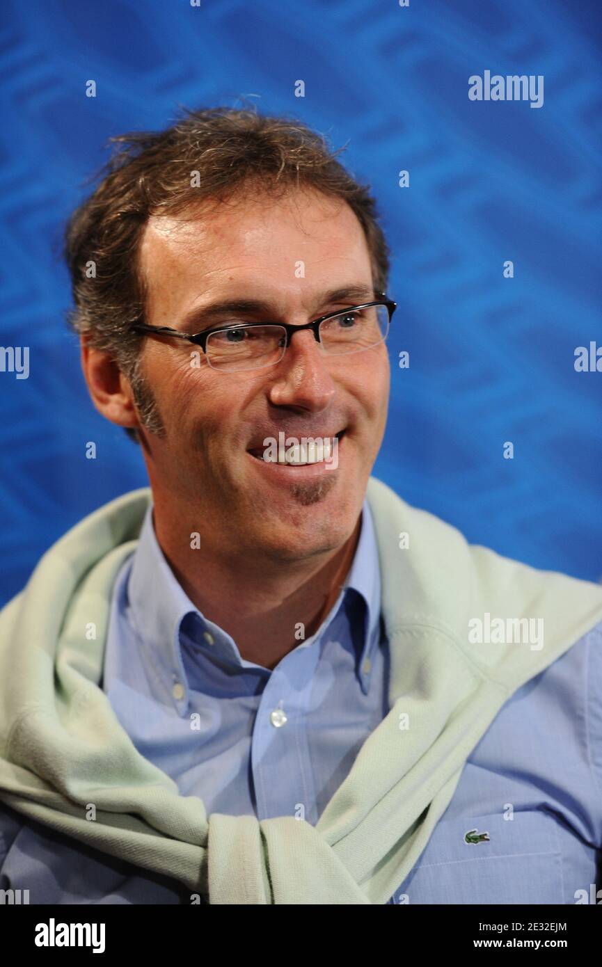 French national football's team new coach Laurent Blanc speaks during a ...