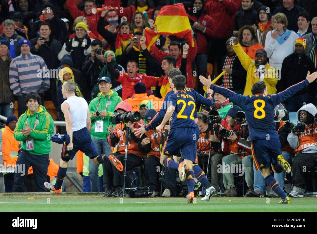 Joy of Spain's Andres Iniesta after scoring the 1-0 goal in the 2010 ...