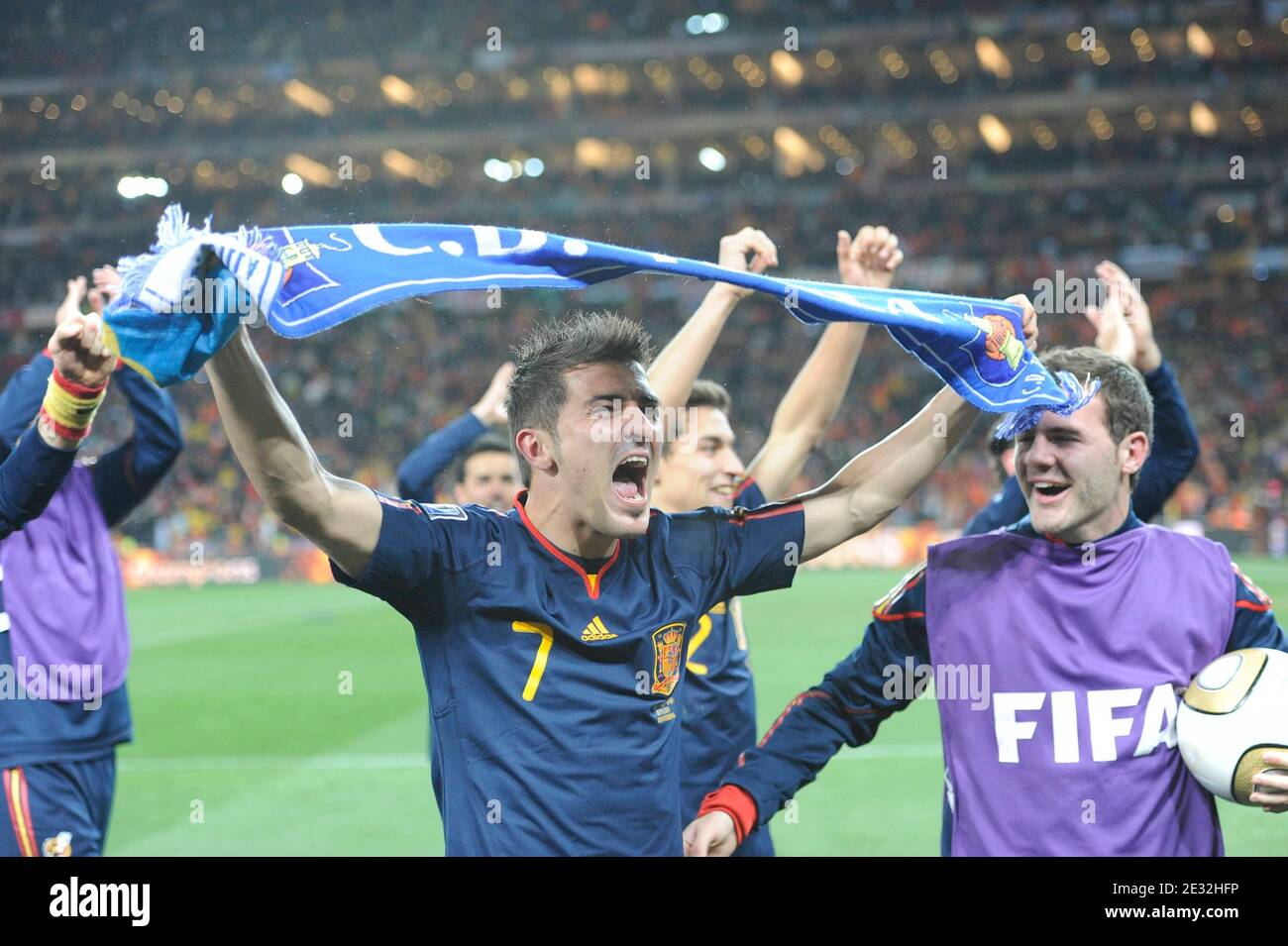 Joy of Spain's David Villa at the end of the 2010 FIFA World Cup South ...