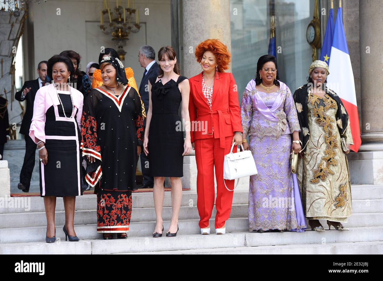 French First lady Carla Bruni-Sarkozy arrive to pose with Congolese ...