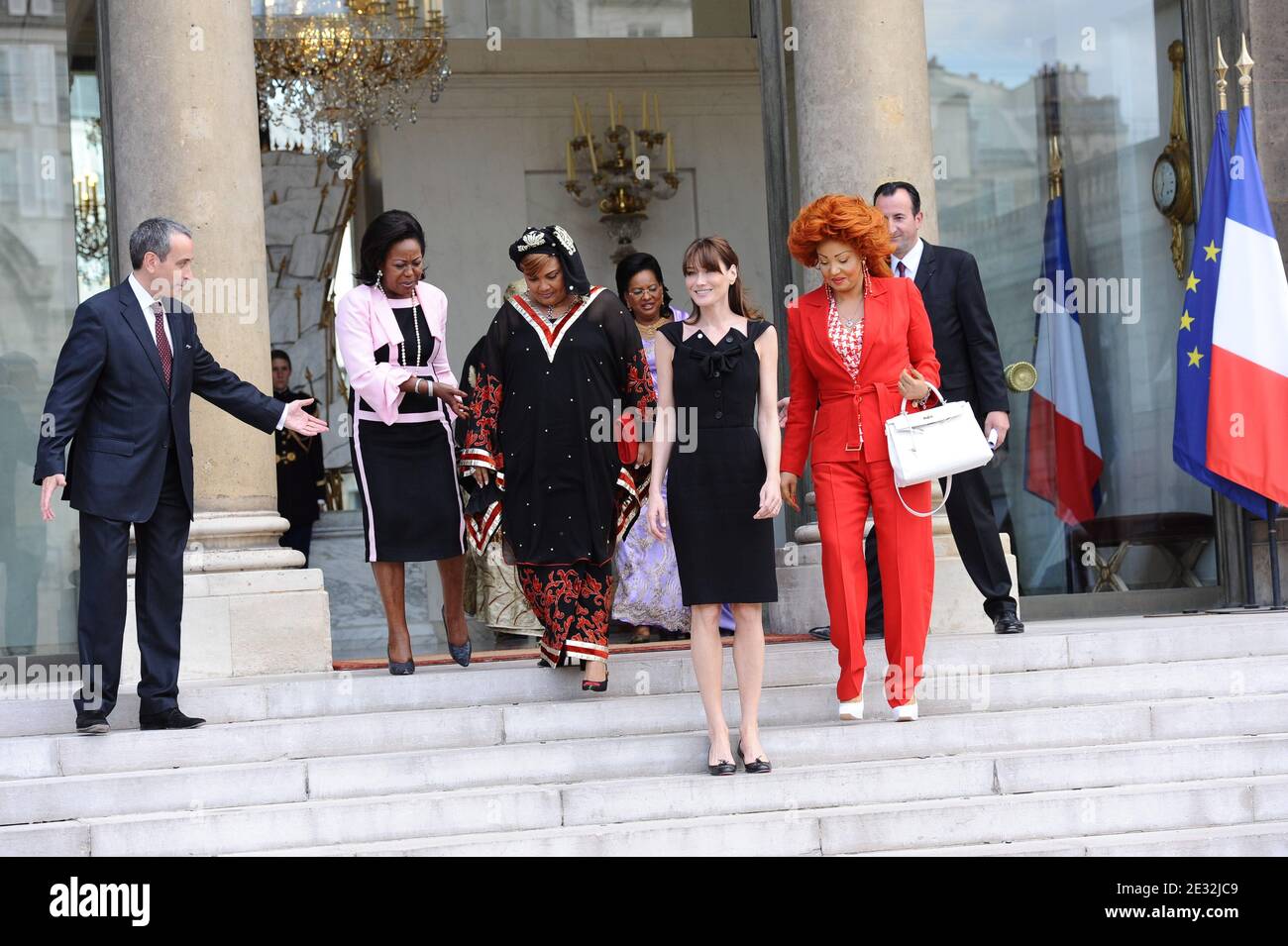 French First lady Carla Bruni-Sarkozy arrive to pose with Congolese ...
