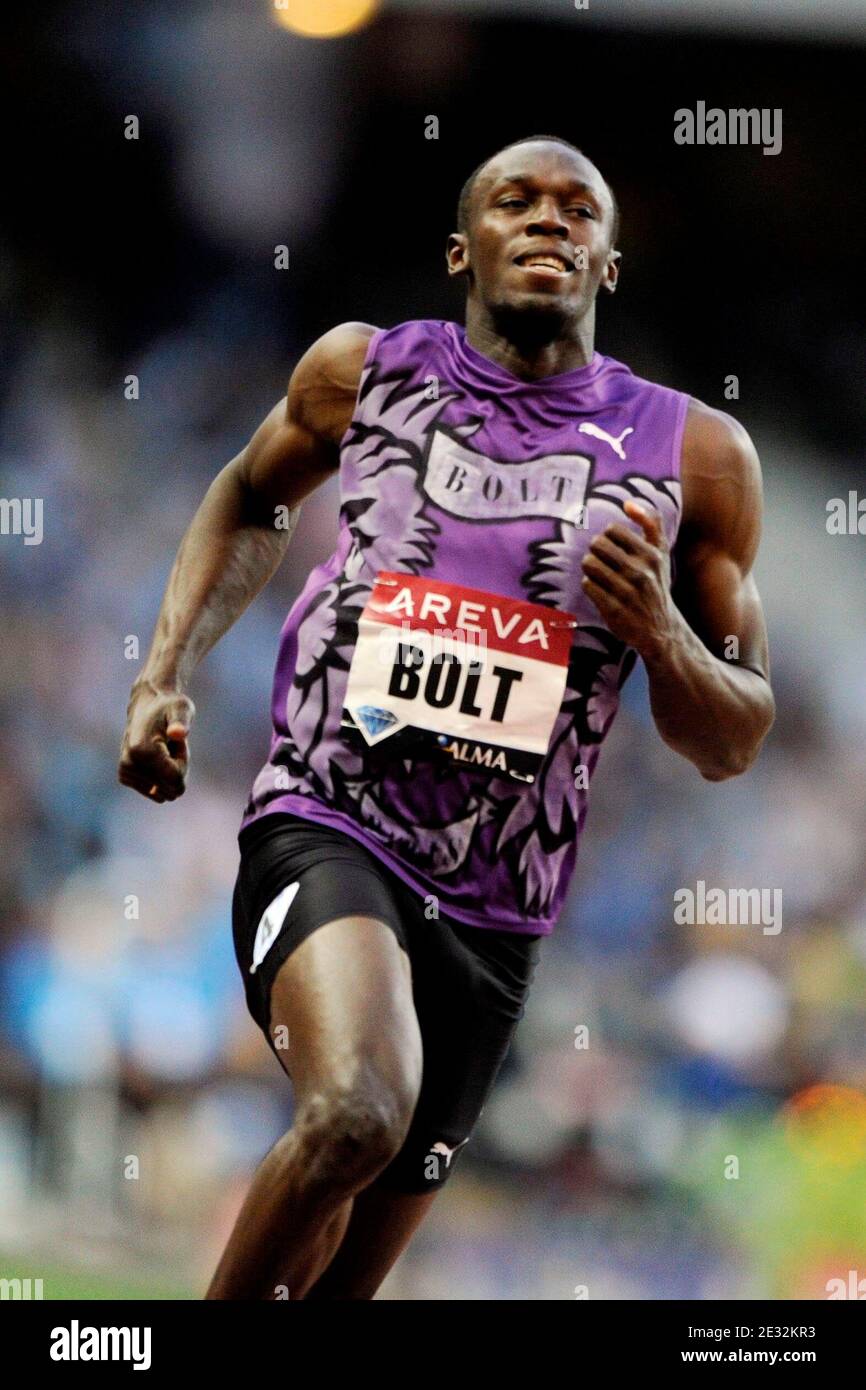 Jamaica's Usain Bolt wins the 100 Meters at Areva Athletics meeting in ...