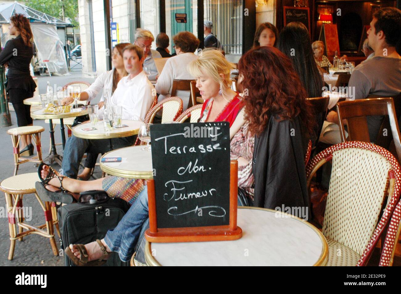 Illustration of the no-smoking terrace in Paris, France, on July 22 ...