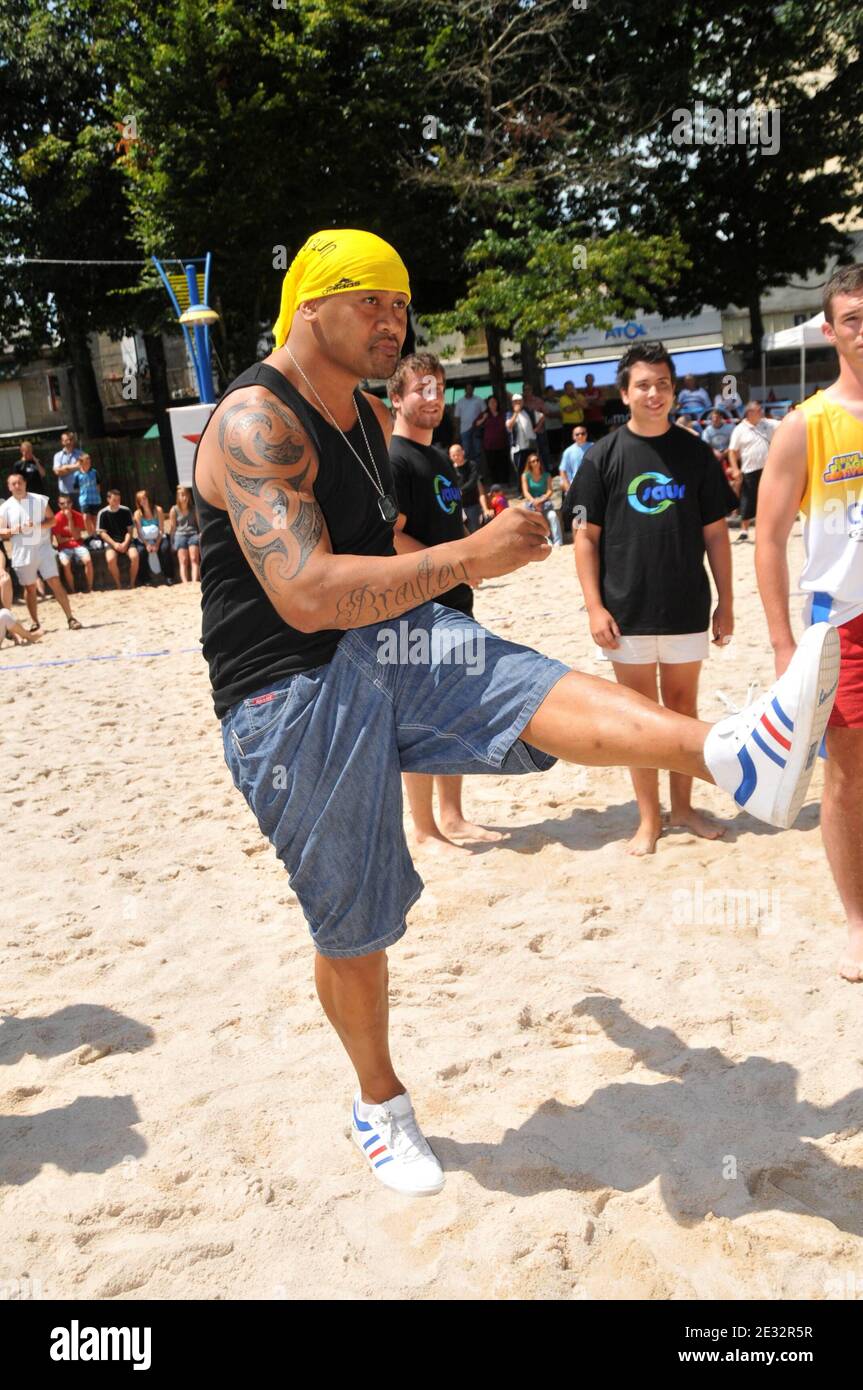 Rugby player Jonah Lomu attends the Beach Rugby Cup of Brive Plage ...