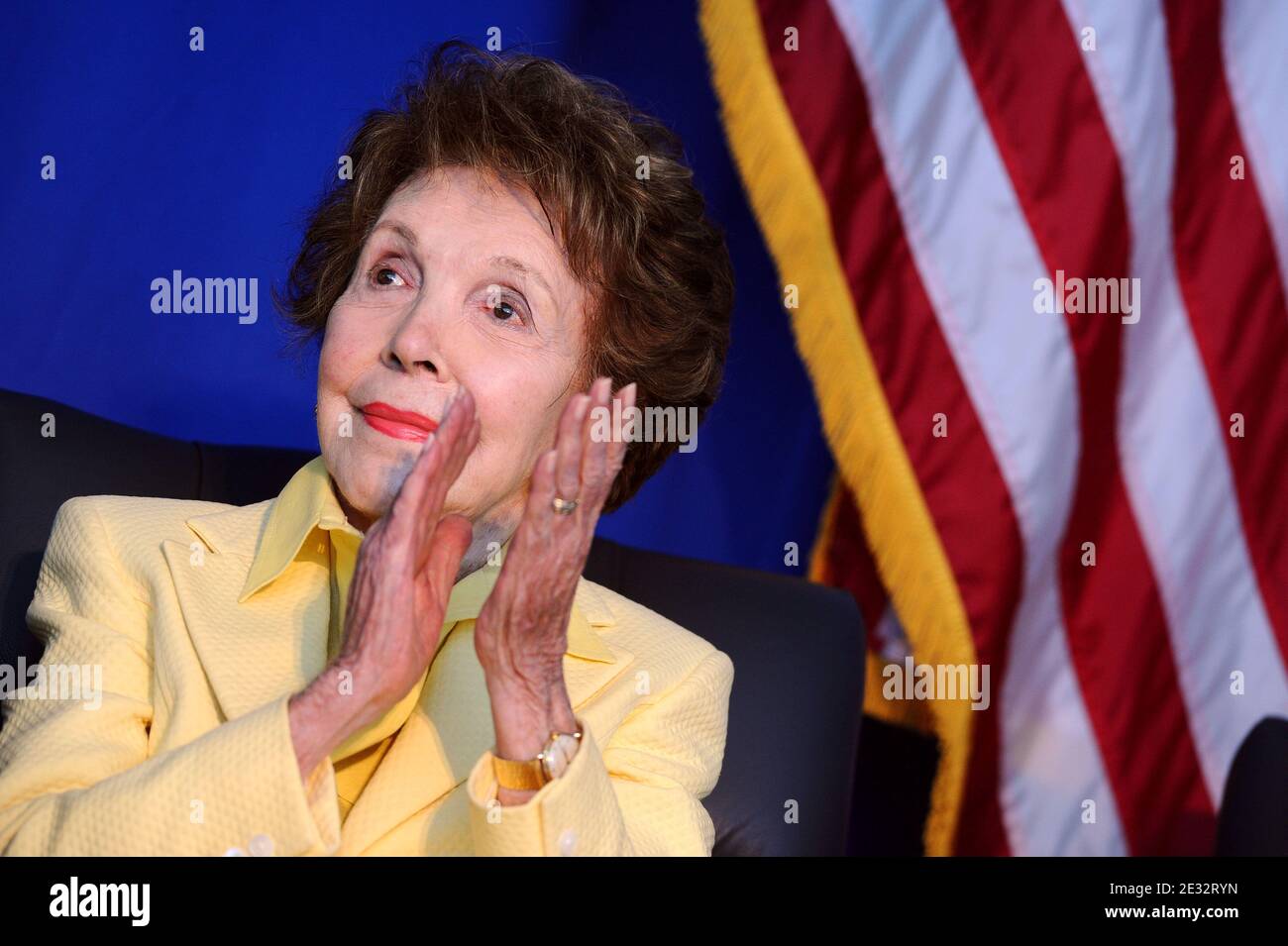 Nancy Reagan and California Governor Arnold Schwarzenegger attend the ...