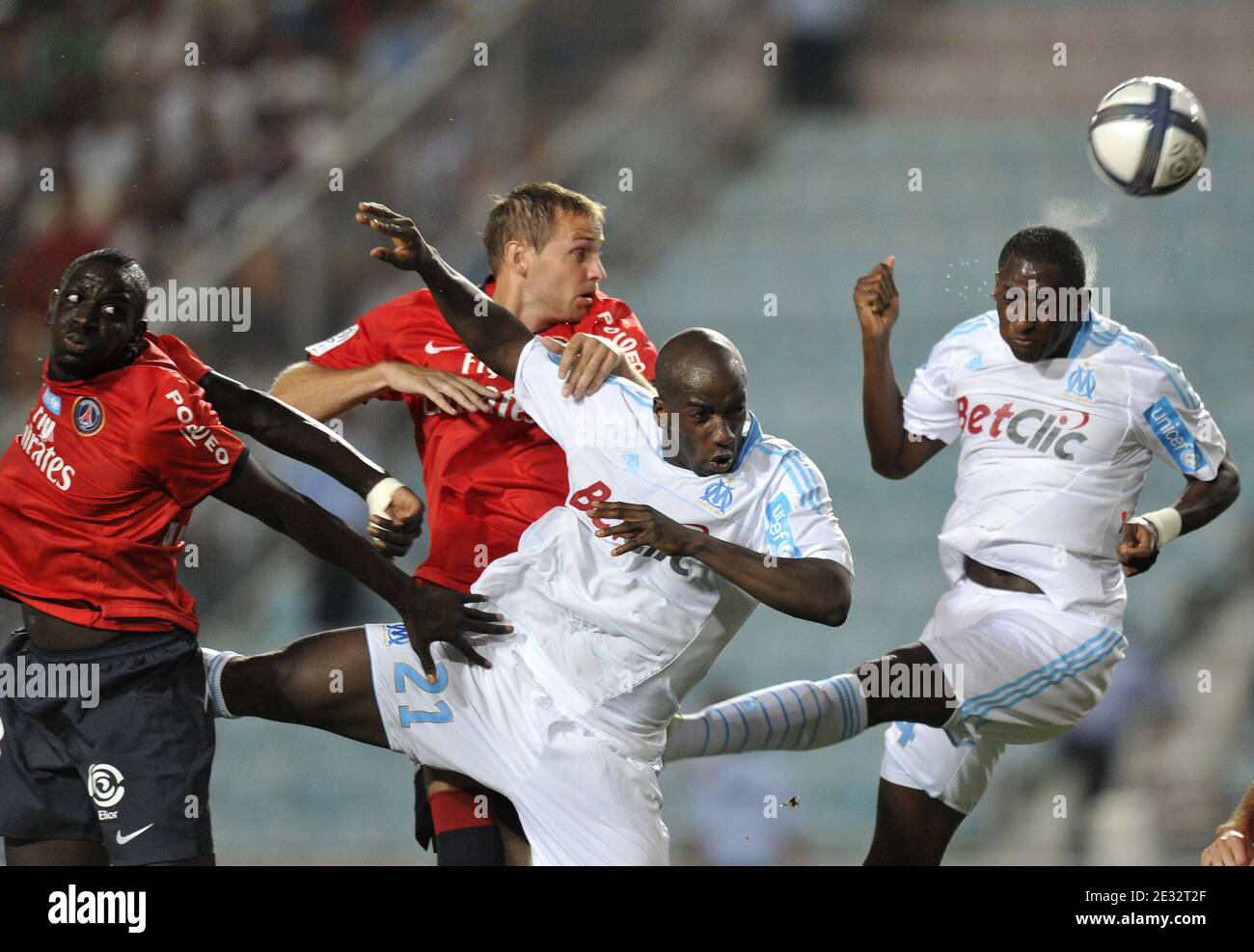 Marseille's Mamadou Samassa and Souleymane Diawara compete during the ...