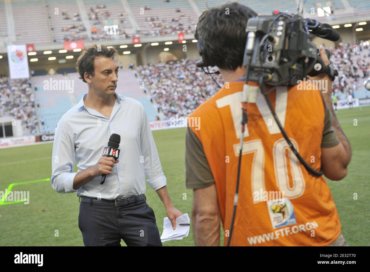 M6 Anchor Vincent Coueffe during the Trophee des Champions football ...