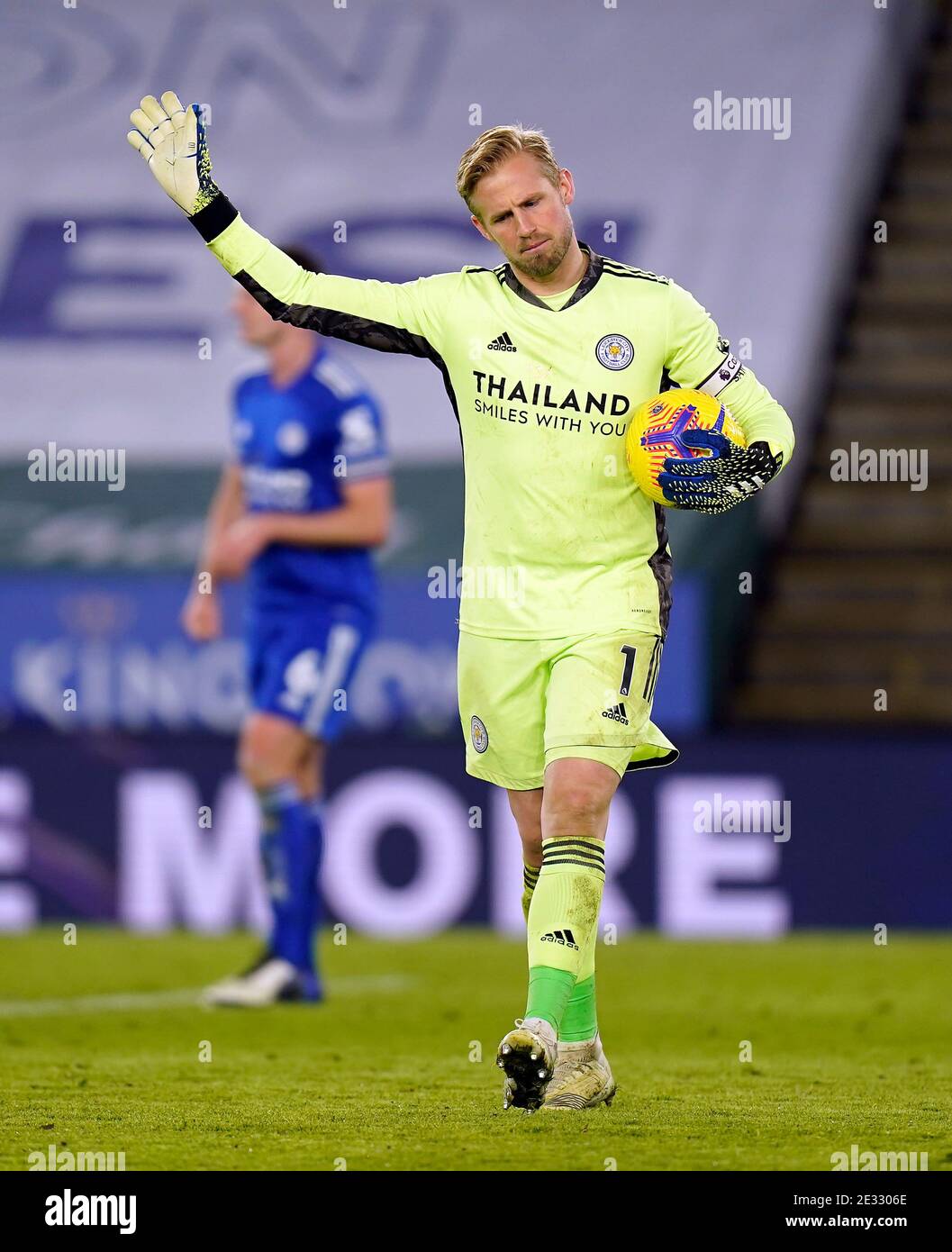 Leicester City goalkeeper Kasper Schmeichel during the Premier League ...