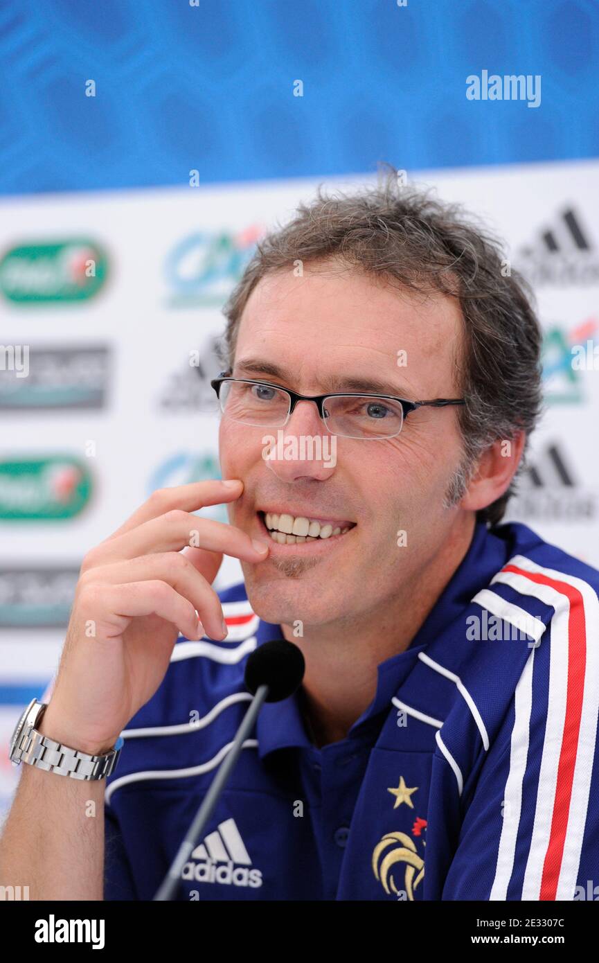 French National Team soccer team coach Laurent Blanc during a Press ...