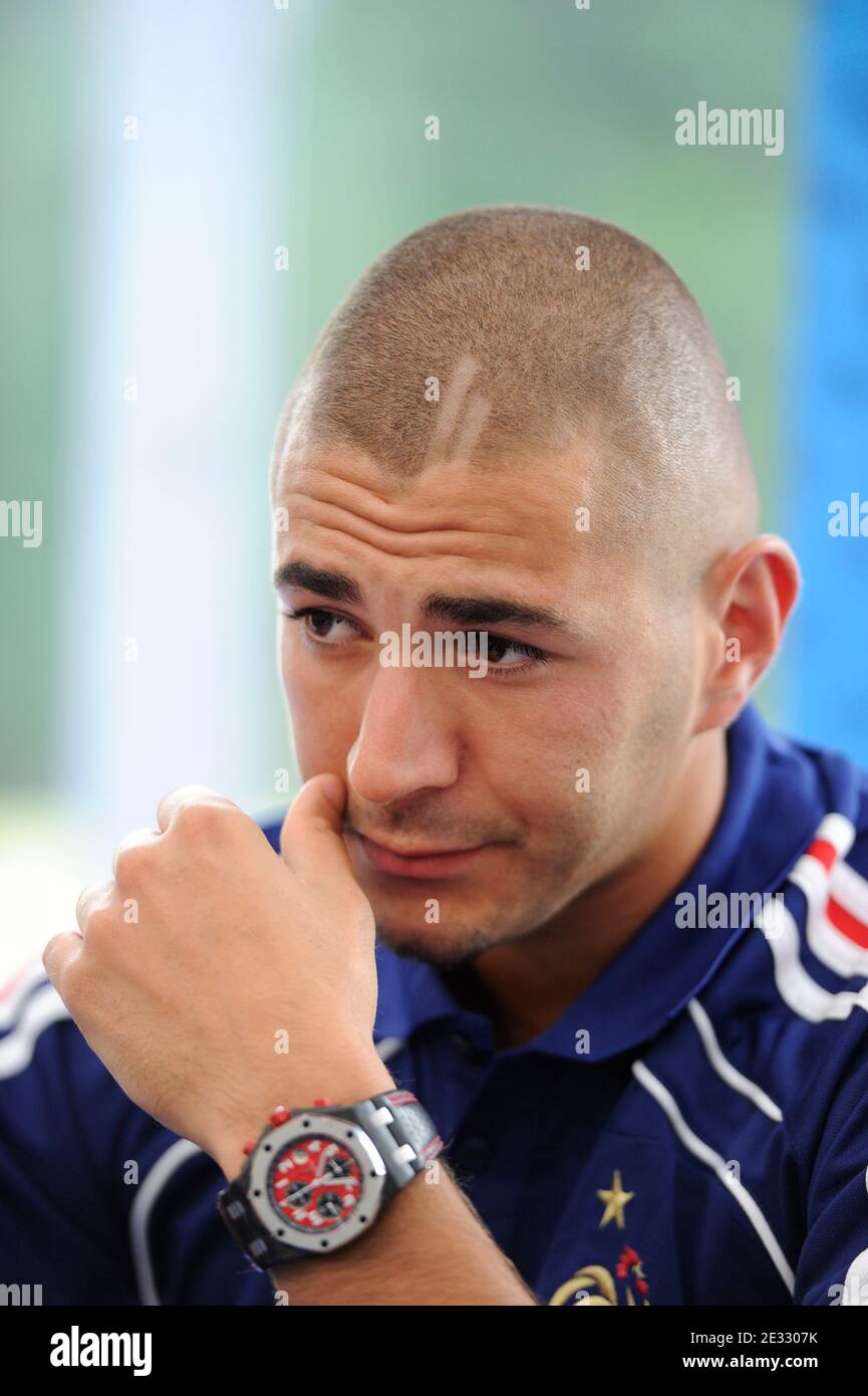 French National Team soccer team Karim Benzema during a Press ...