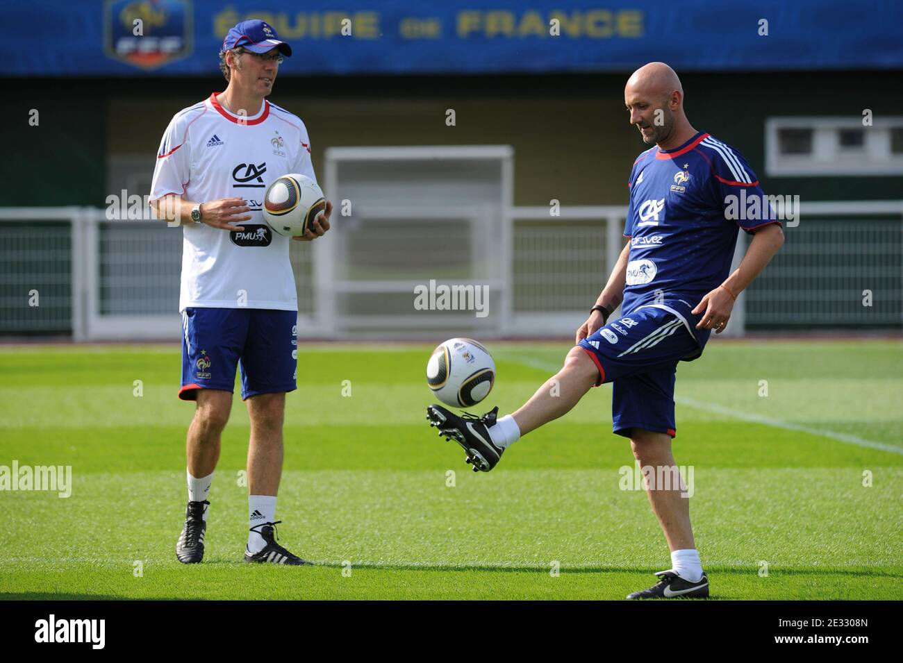 French National Team soccer team coach Laurent Blanc and Fabien Barthes ...