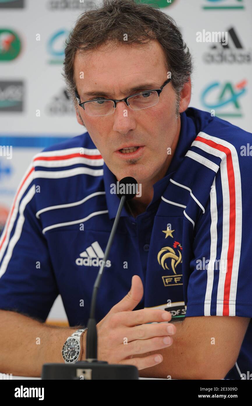 French National Team soccer team coach Laurent Blanc during a press ...