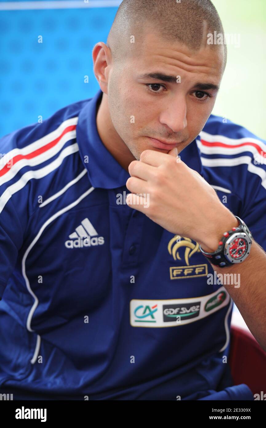 Karim Benzema during a press conference at the Centre National du ...