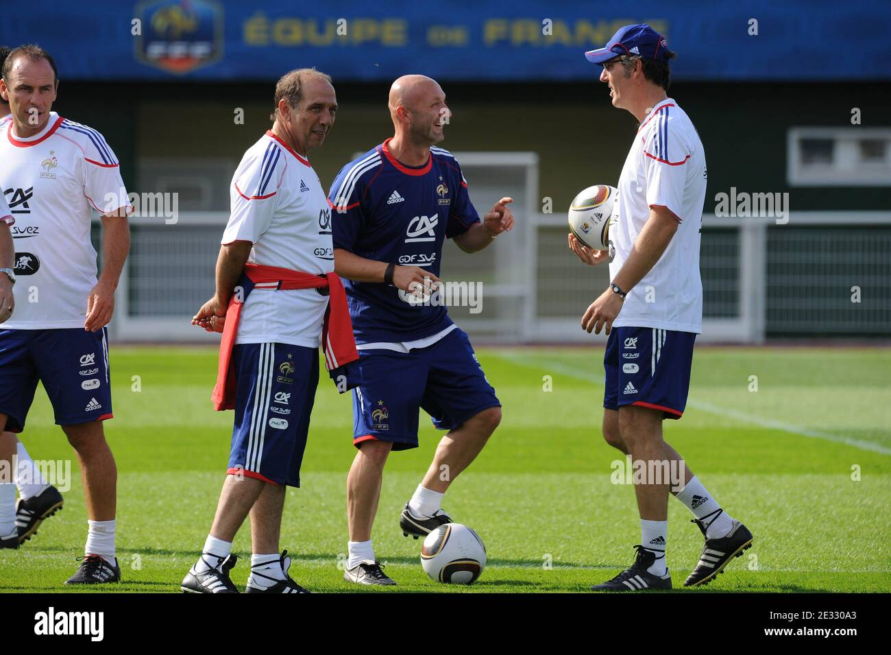French National Team soccer team coach Laurent Blanc and Fabien Barthes ...