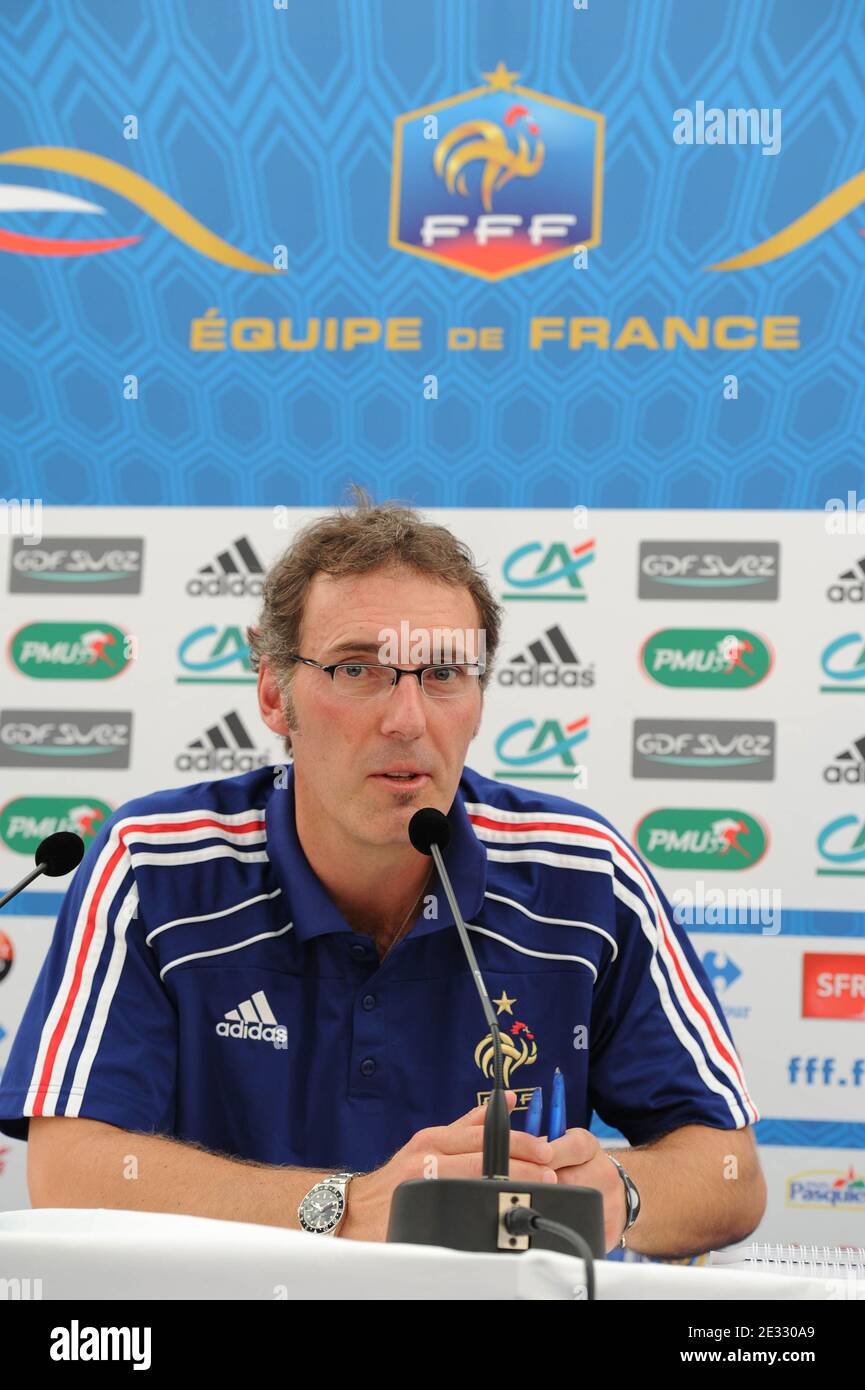 French National Team soccer team coach Laurent Blanc during a press ...