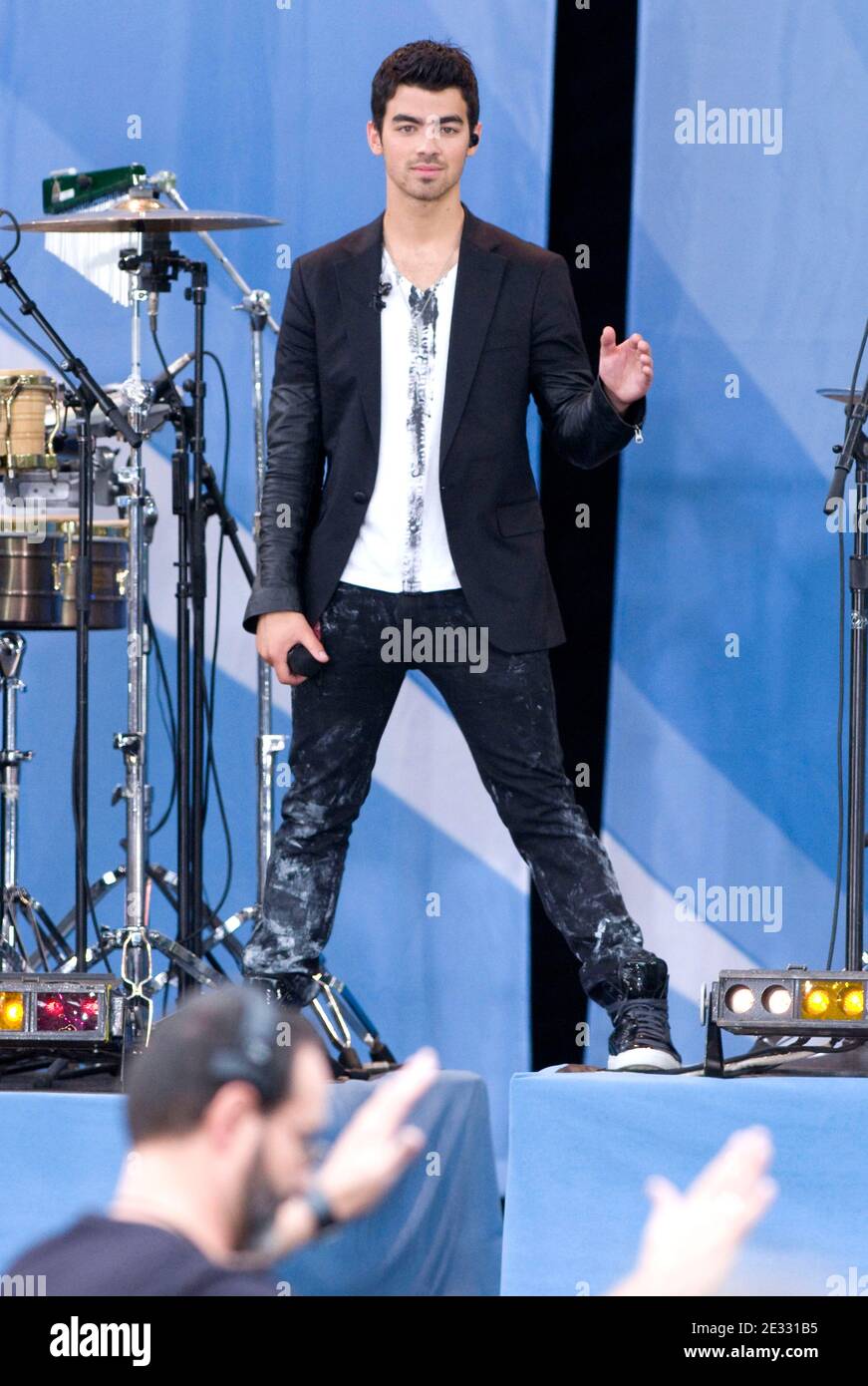 Jonas Brothers lead singer Joe Jonas performing onstage during 'Good ...