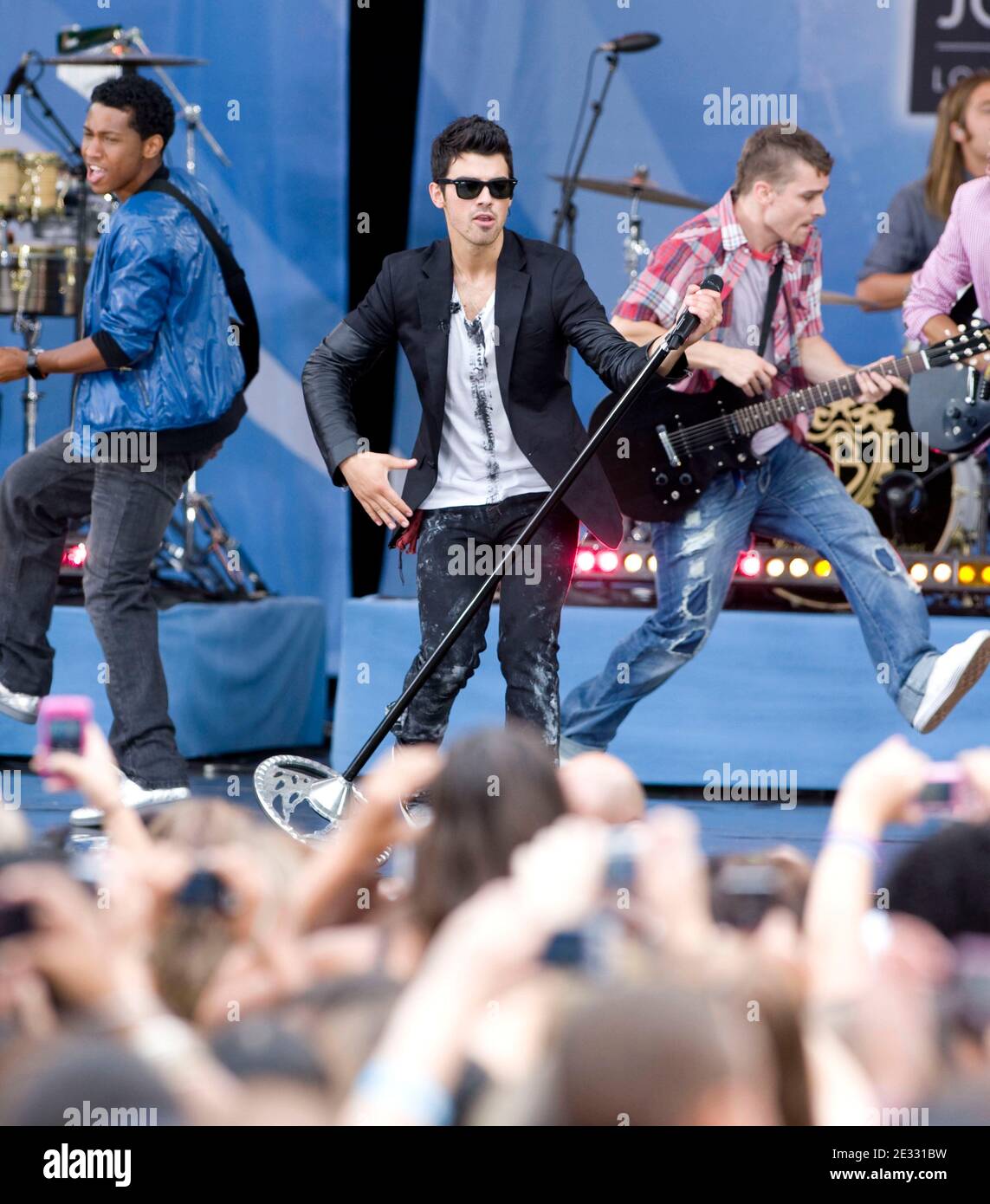 Jonas Brothers lead singer Joe Jonas performing onstage during 'Good ...
