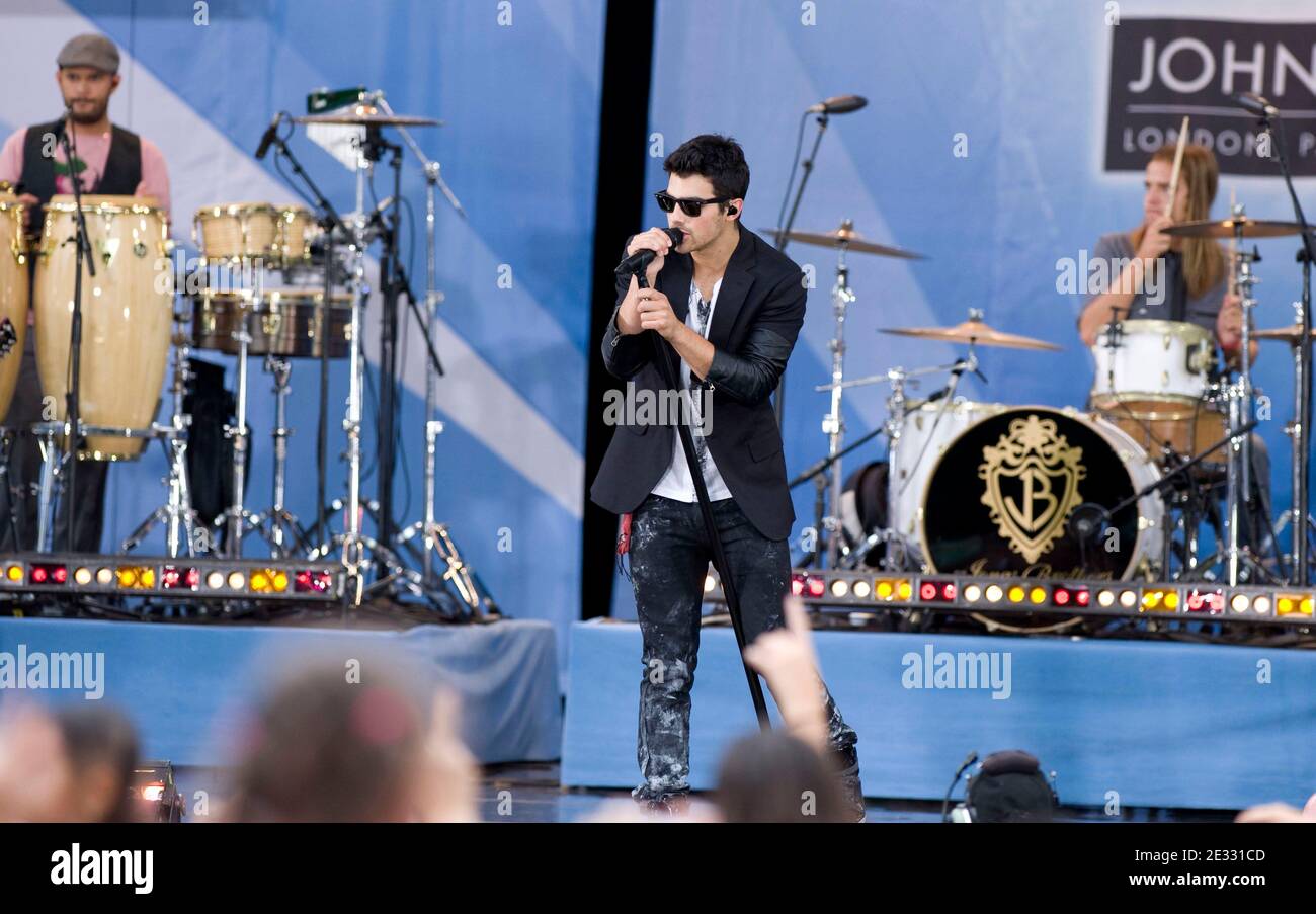 Jonas Brothers lead singer Joe Jonas performing onstage during 'Good ...