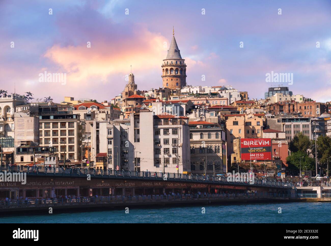 ISTANBUL, TURKEY - 09 07 2020: Galata Bridge, Galata Tower, Karakoy ...