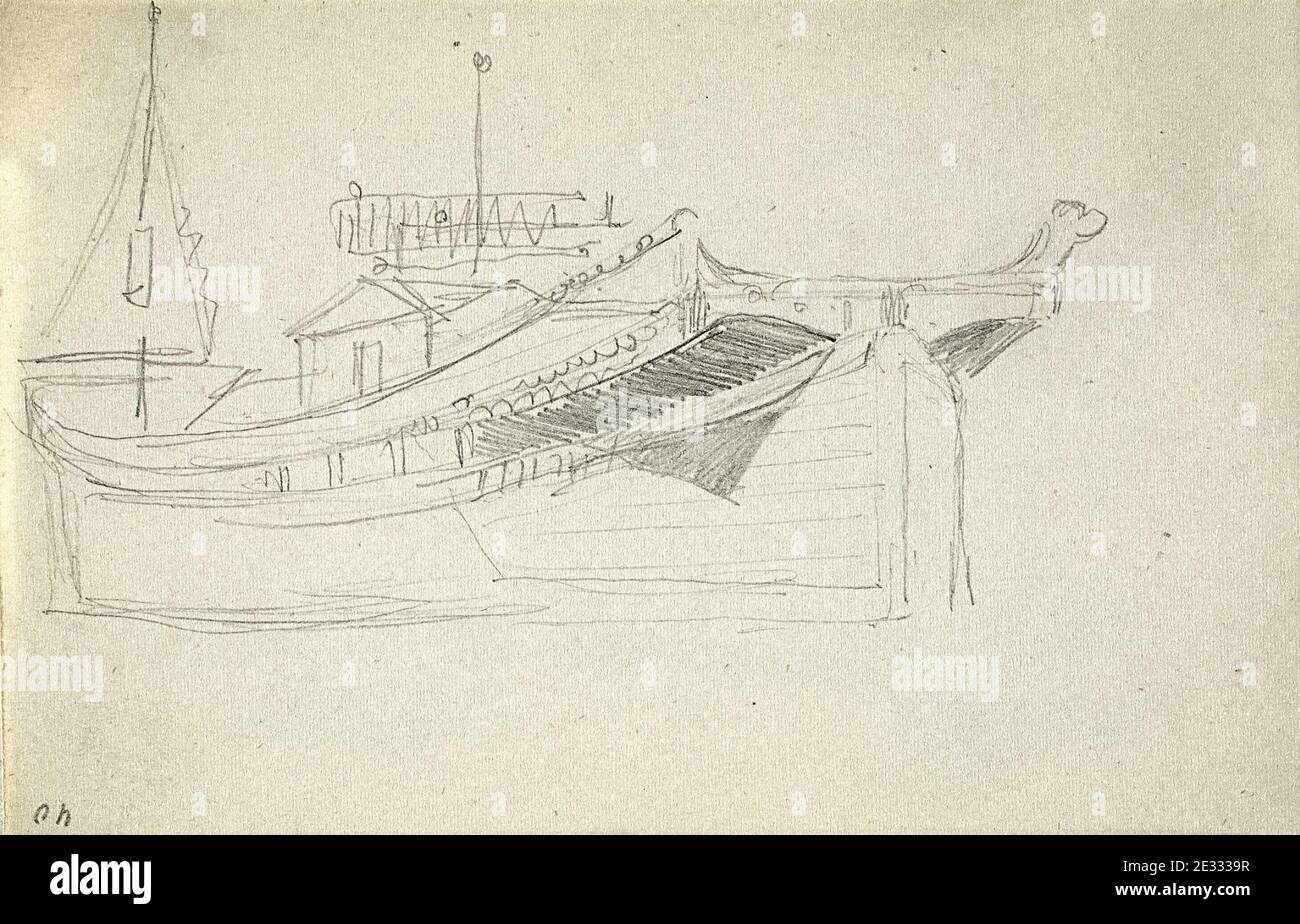Levitan Stern part of a barge sketch Stock Photo - Alamy