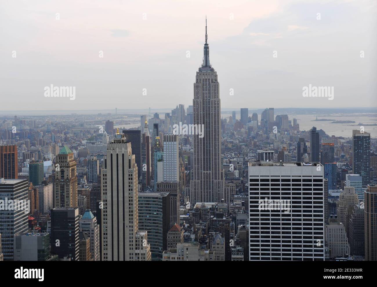 The Empire State Building and South Manhattan are seen at sunset from ...