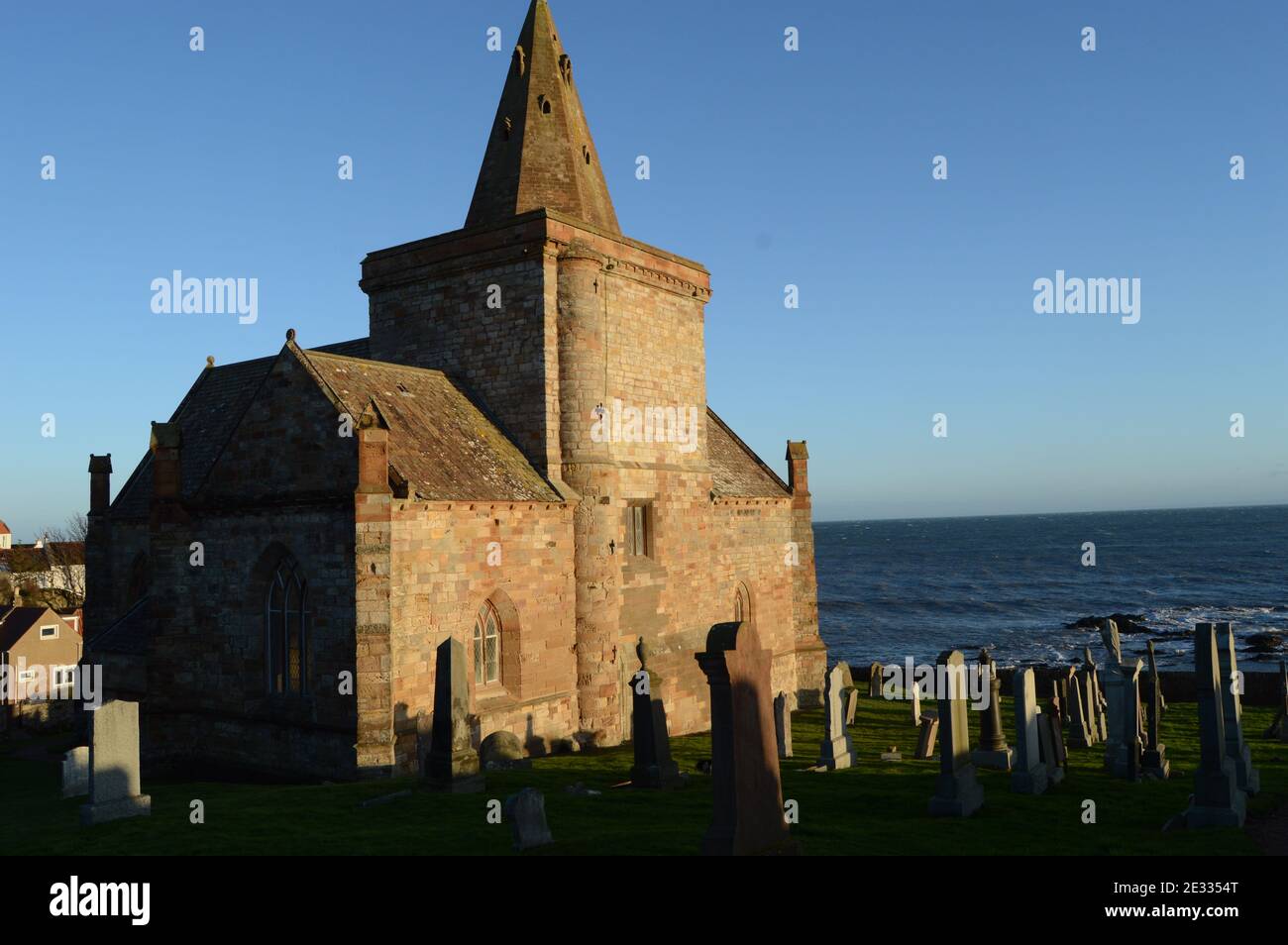 St Monans Auld Kirk, Fife, Scotland on a cold winters day Stock Photo ...