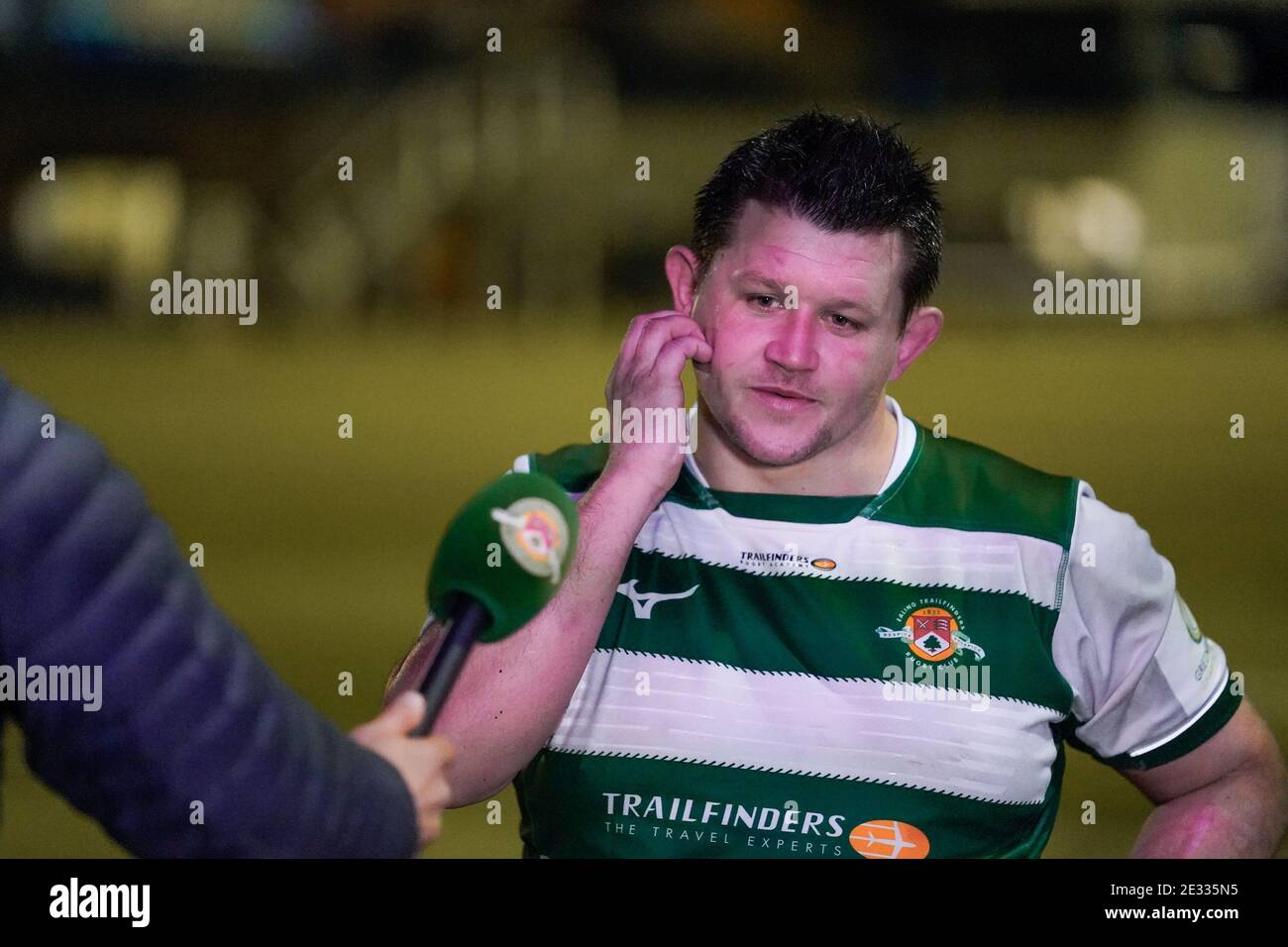 Castle Bar, West Ealing, UK. 16th January, 2021. Man of the match Alun WALKER (2) of Ealing ...