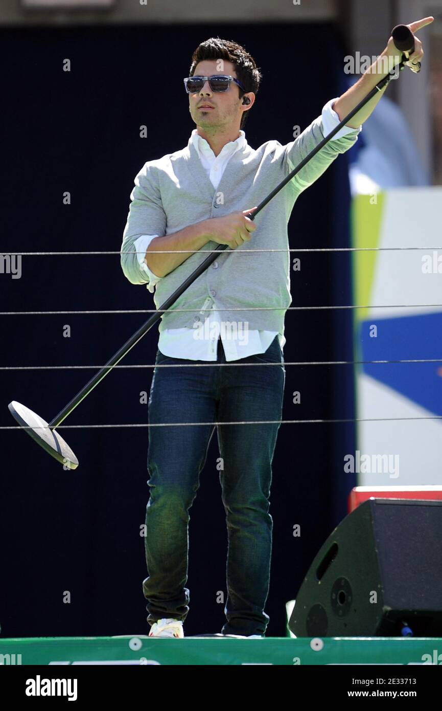 Joe Jonas performs at the Arthur Ashe Kids' Day 2009 To Kick Off the US ...