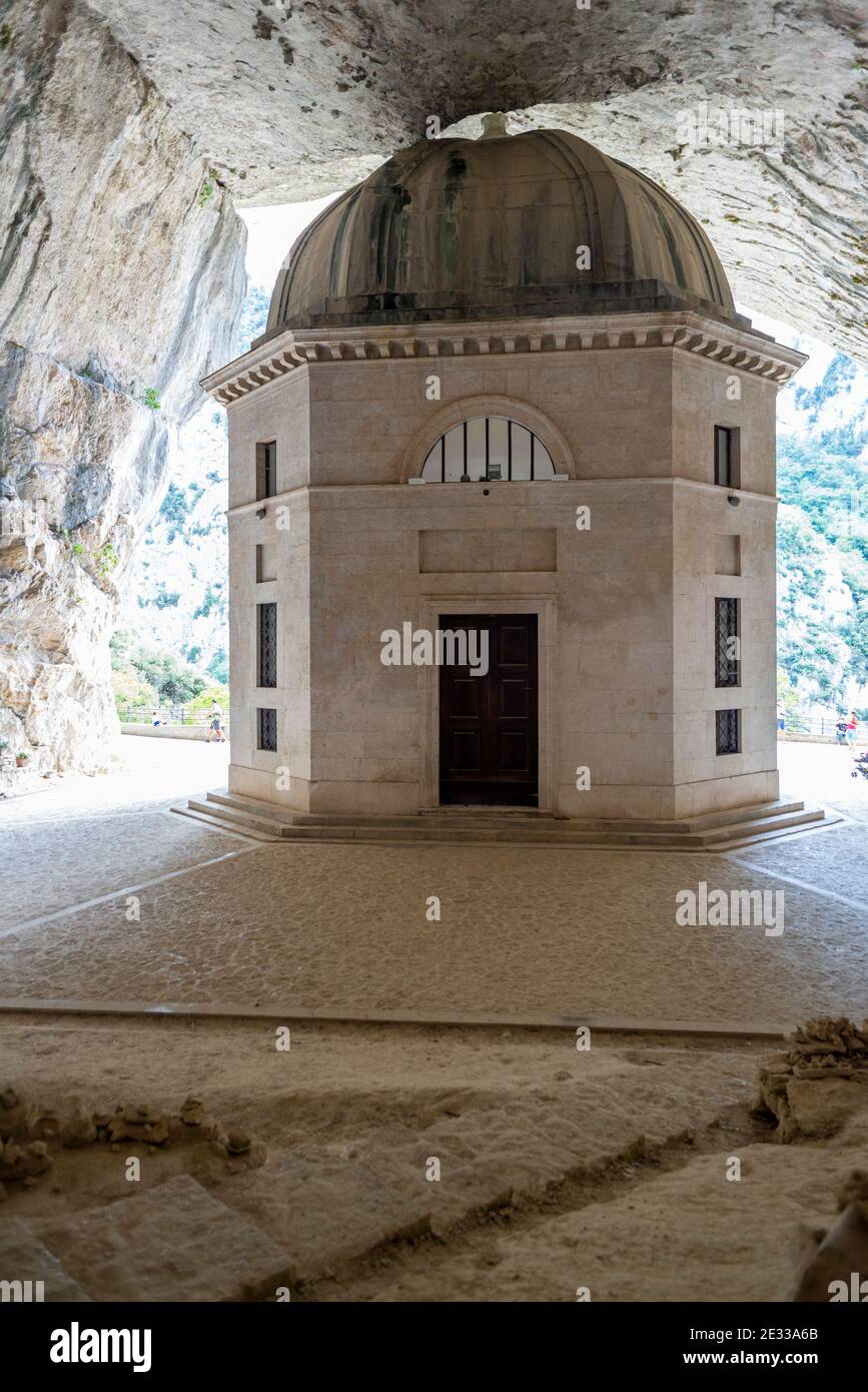 Valadier Temple in Genga, Marche, Italy. The temple was built inside a ...